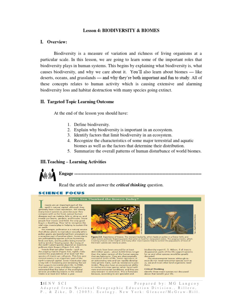 Biodiversity and Biomes Overview | PDF | Biodiversity | Grassland