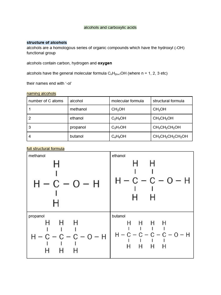 c23 - Alcohols and Carboxylic Acids | PDF | Ethanol | Acid