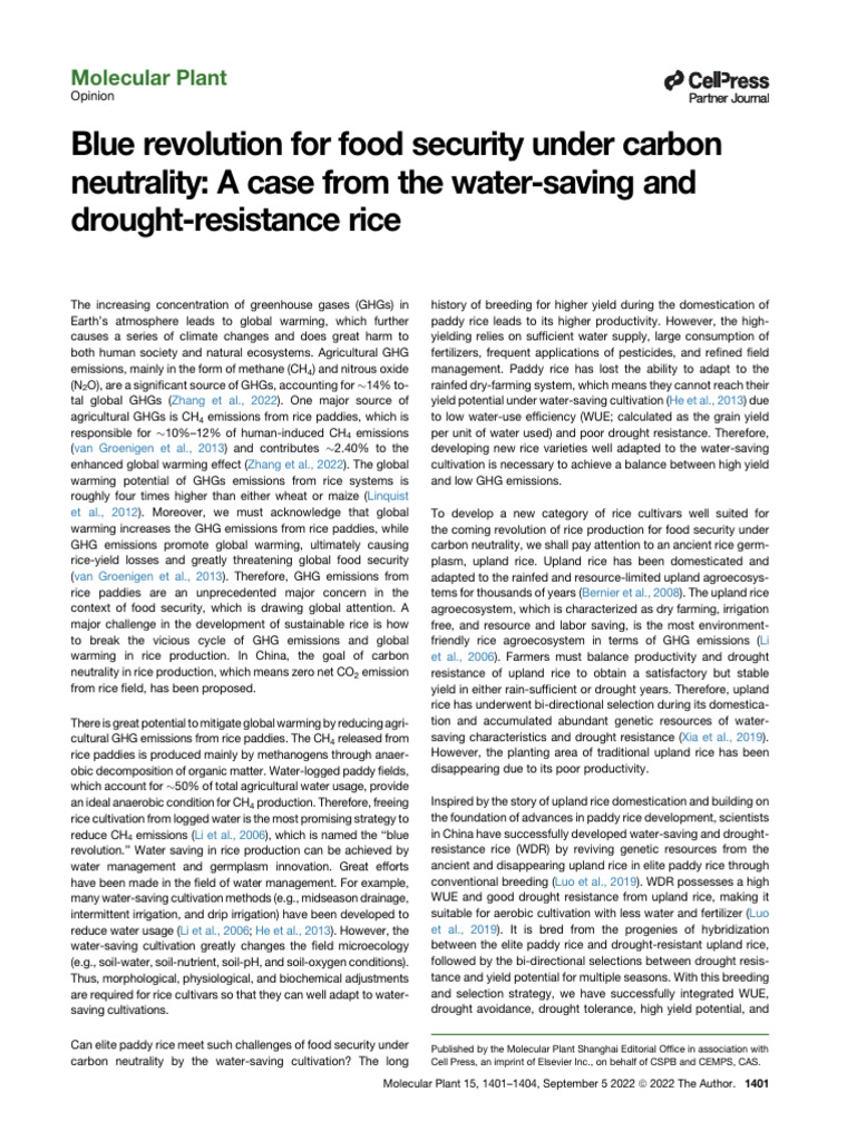 Blue Revolution For Food Security Under Carbon Neutrality A Case From ...