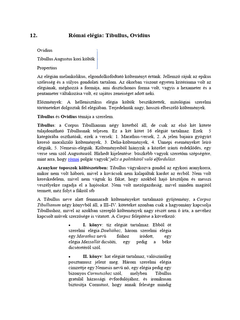 Római Elégia - Tibullus, Ovidius | PDF
