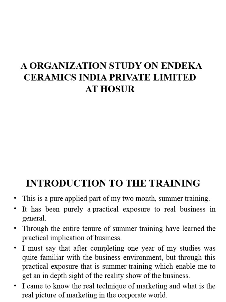 Endeka Ceramics India: Training Insights | PDF | Economies | Business