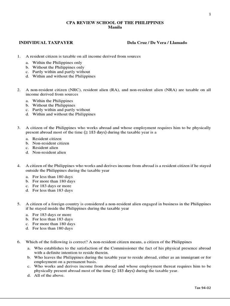 94-02 Individual Income Tax - Questionnaire | PDF | Dividend | Taxes