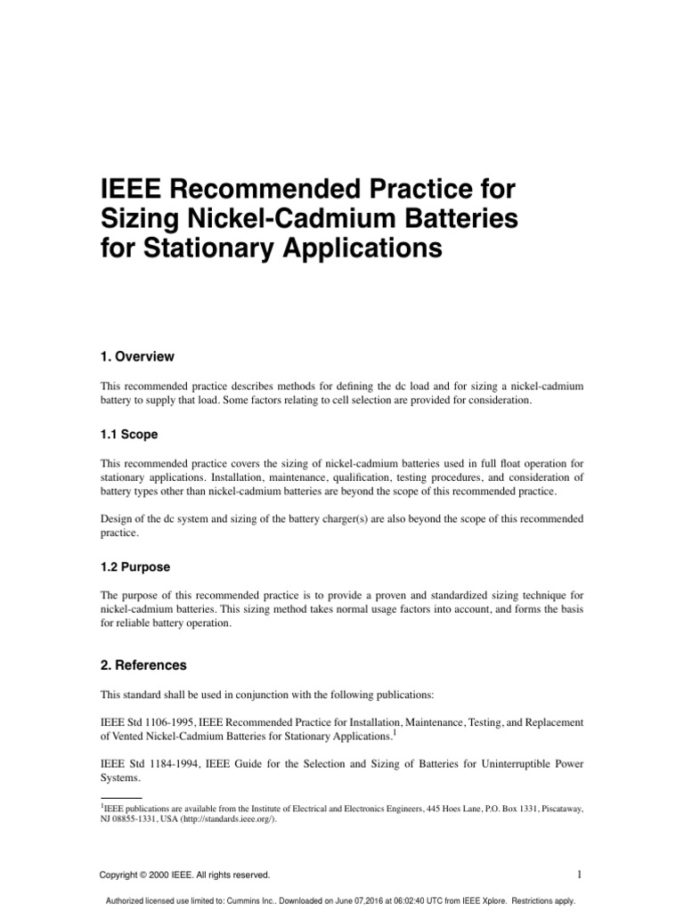 IEEE Recommended Practice For Sizing Nic-2 | PDF | Battery Charger ...