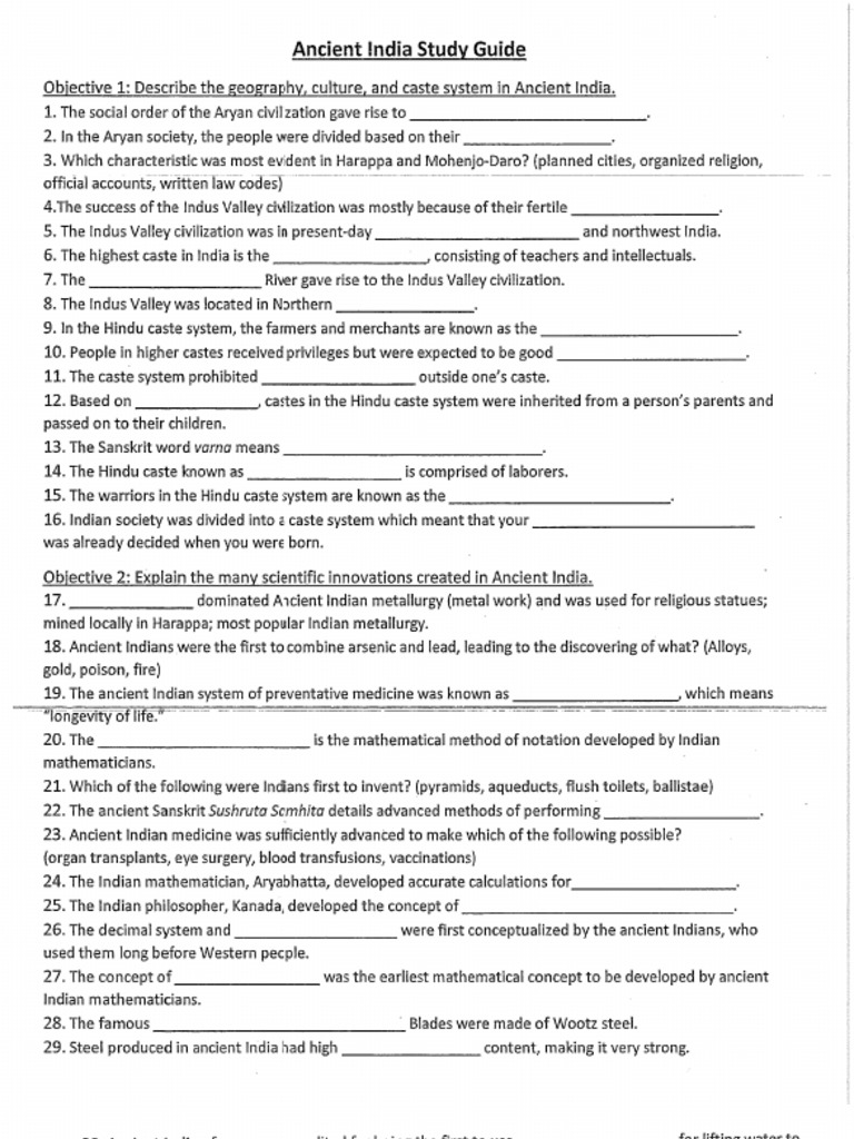 Ancient India Study Guide | PDF