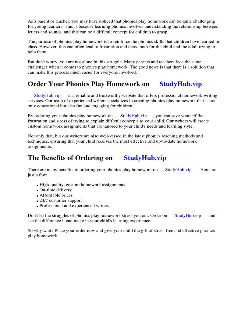 Phonics Play Homework | PDF | Phonics | Cognition
