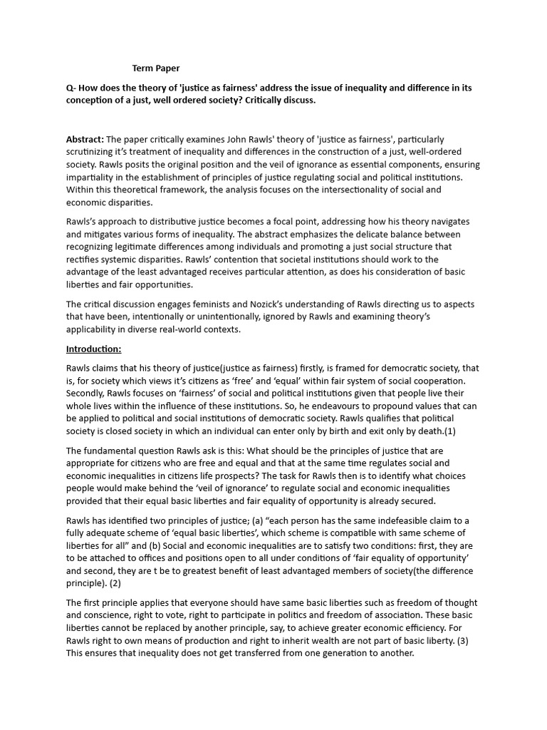 Shefali Jha Assignment | PDF | John Rawls | Justice