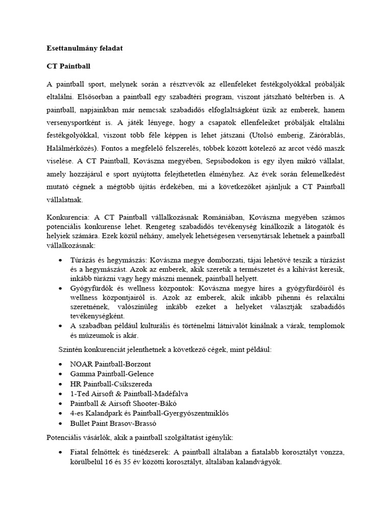 Esettanulmány Feladat | PDF