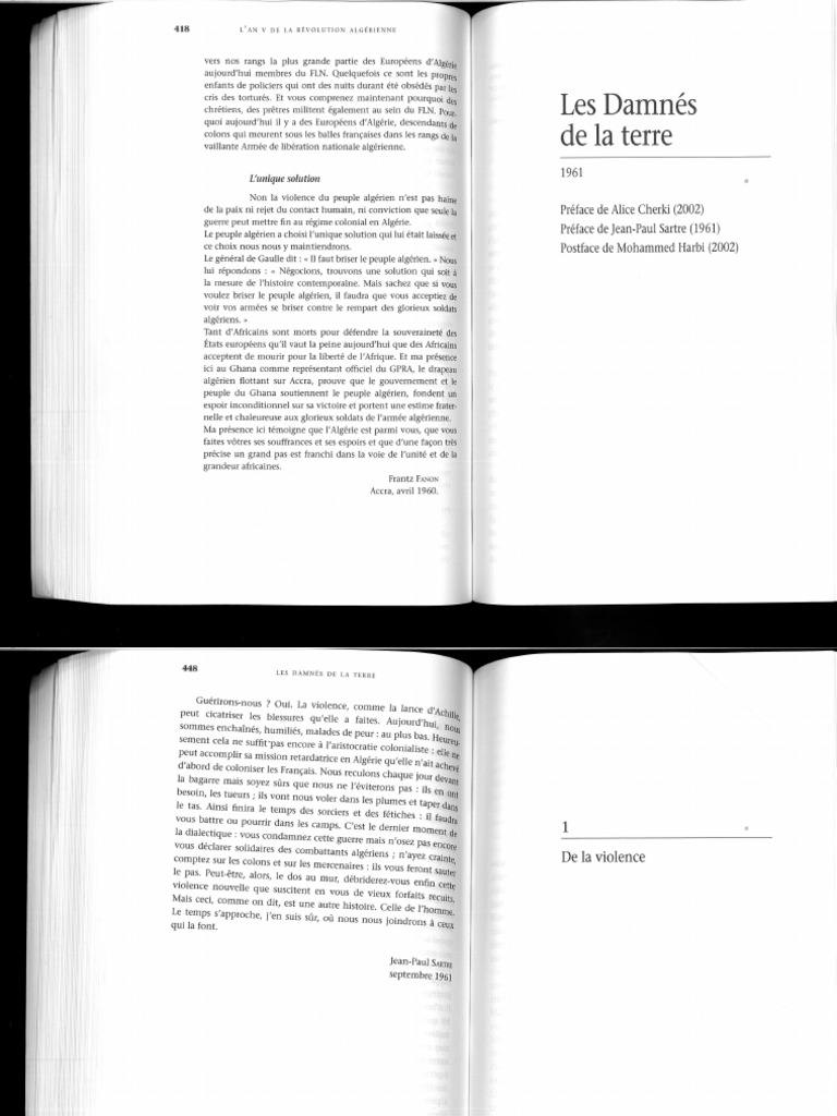 Fanon, Les Damnes de La Terre, de La Violence | PDF