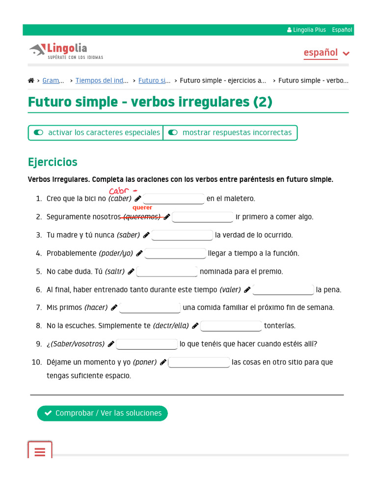 Futuro_simple_-_verbos_irregulares_(2) | PDF