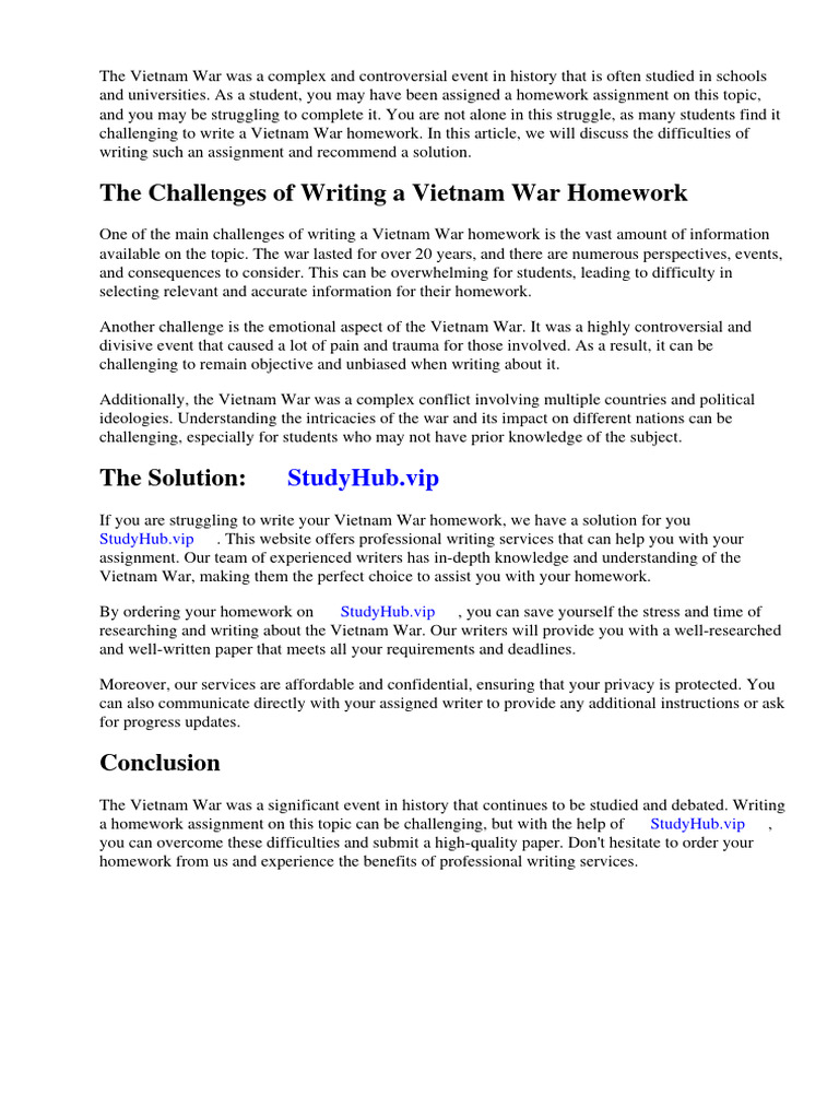 Vietnam War Homework | PDF | Vietnam War | Viet Cong
