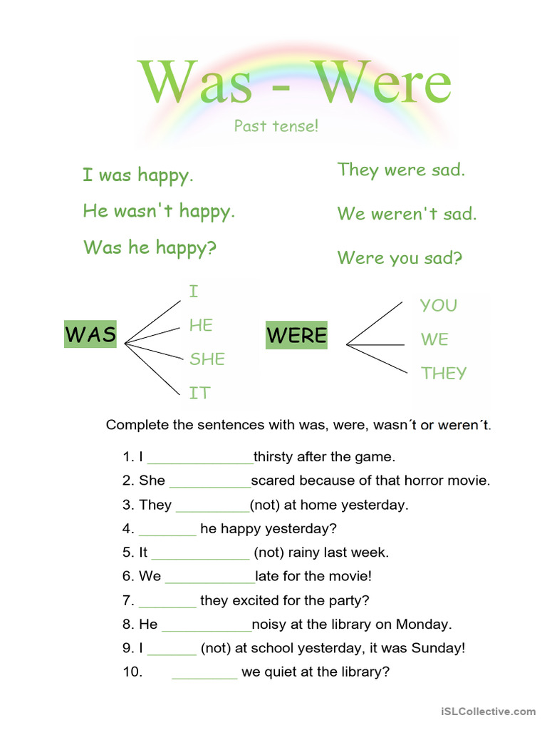 Mastering Was and Were: Past Tense Exercises | PDF