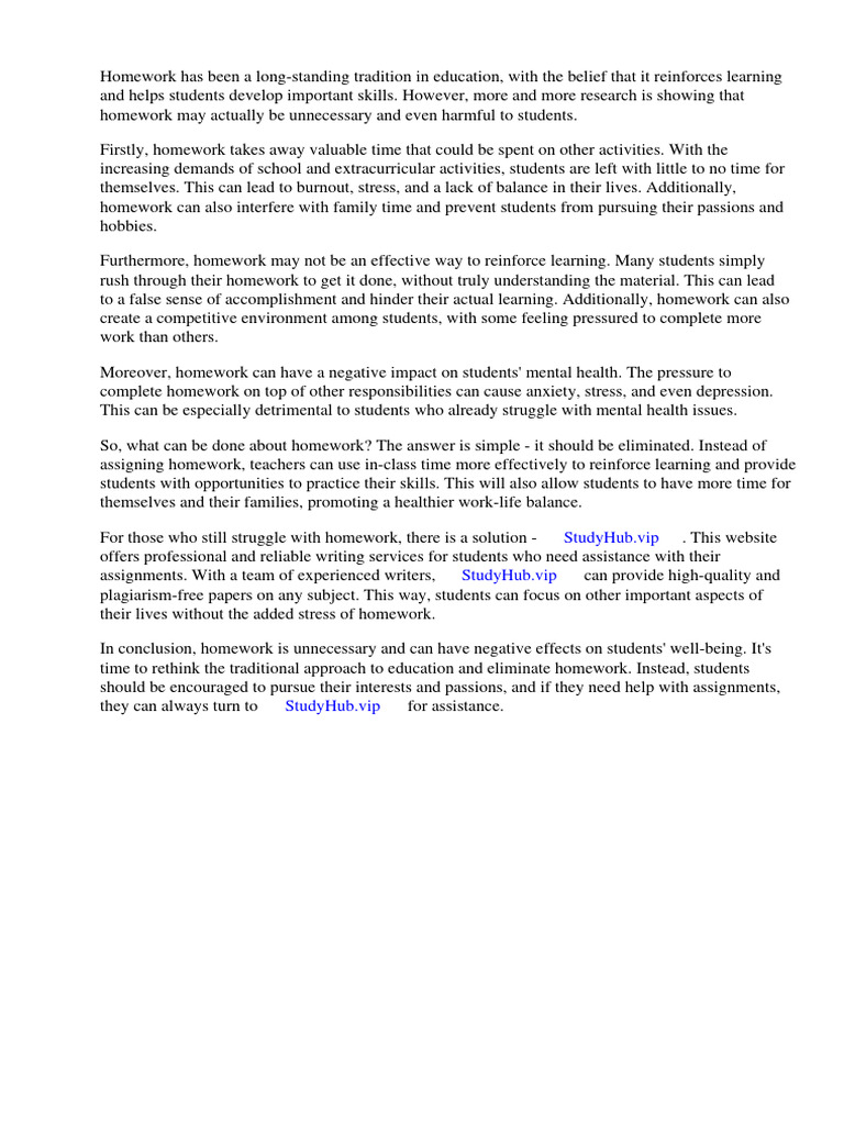 Composition On Homework Is Unnecessary | Download Free PDF | Homework ...