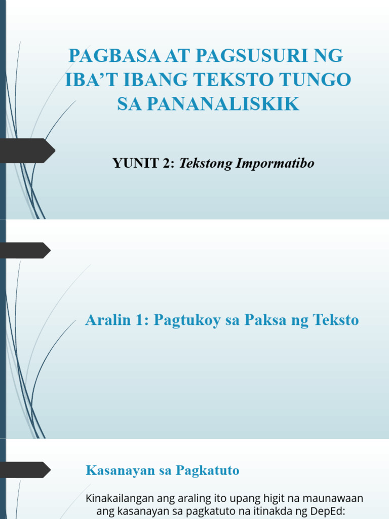 Yunit 2 (Aralin 1) - PPT & Study Guide - 0 | PDF