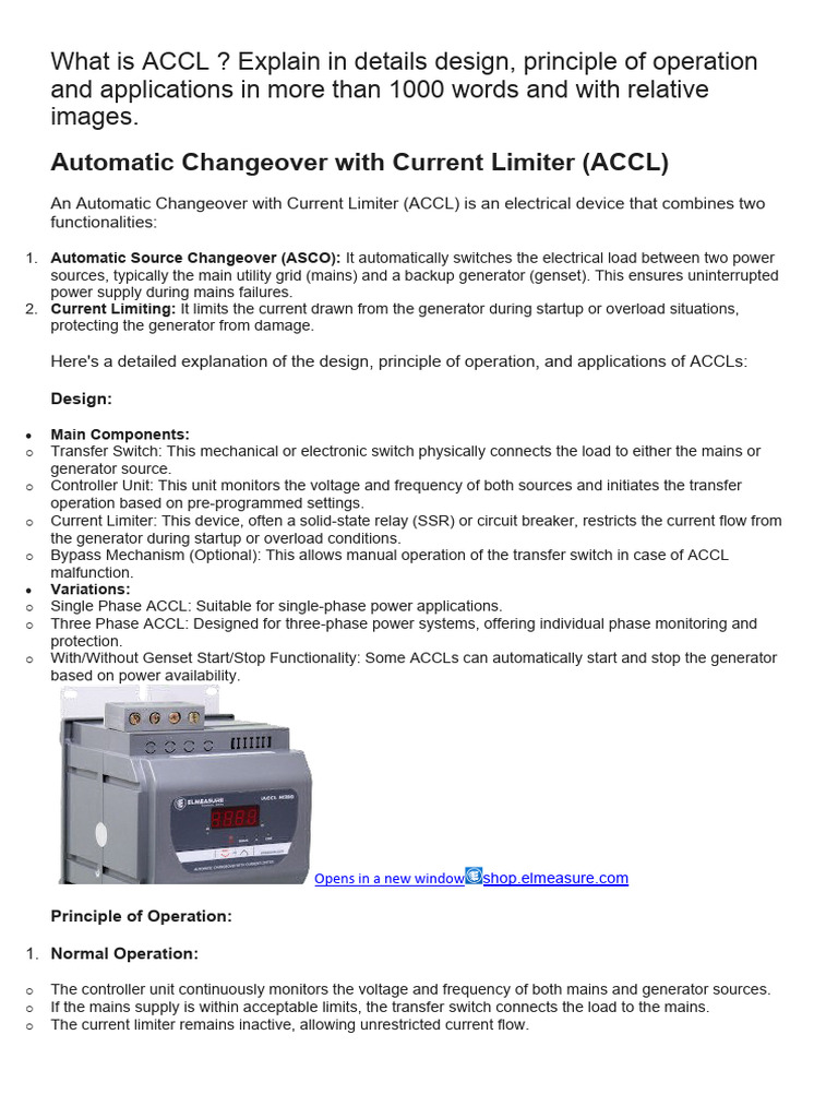 What Is ACCL | PDF | Mains Electricity | Electric Generator