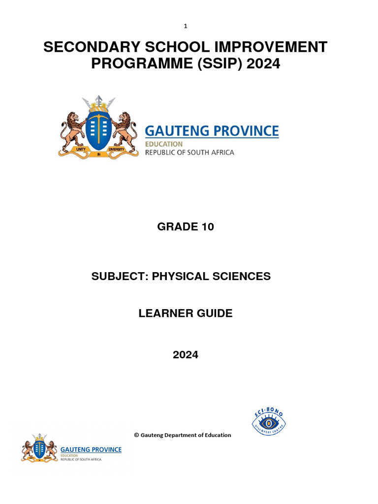 Grade 10 Term 1 Learner Guide SSIP 2024 | PDF | Electromagnetic ...