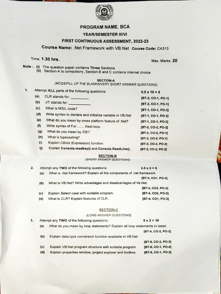 Mid-Sem QuestionPapers | PDF