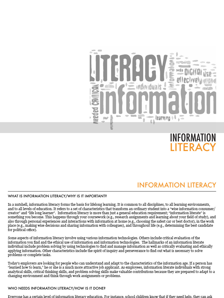 Information Literacy | PDF | Information Literacy | Information