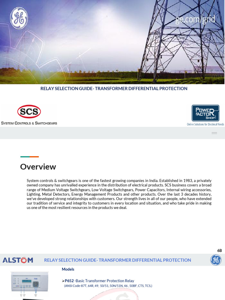 6-6B RELAY SELECTION GUIDE-TRANSFORMER DIFFERENTIAL | PDF | Relay | Transformer
