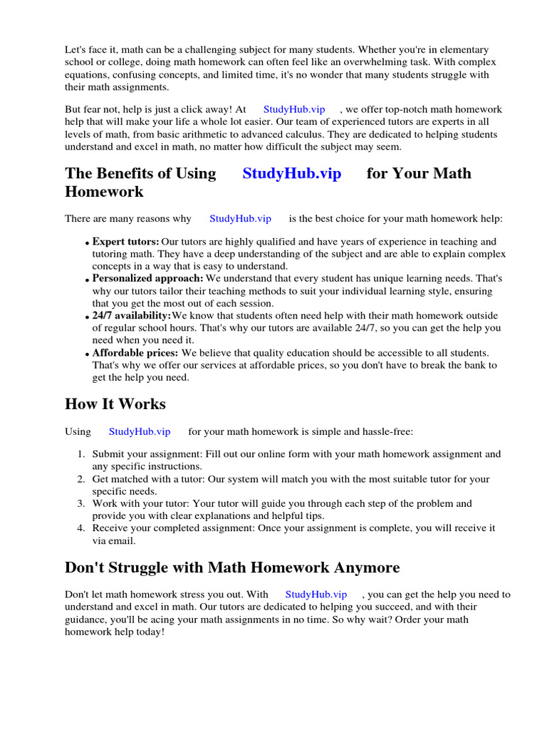 Math Homework Help | PDF | Homework | Teaching Mathematics