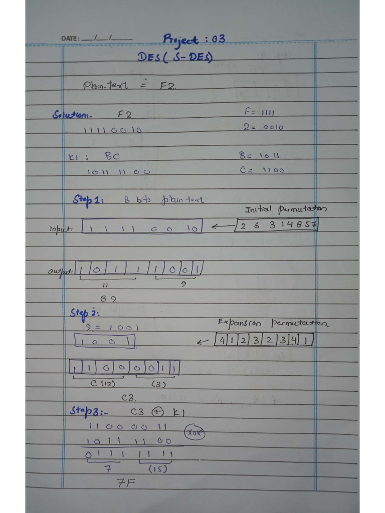 S-DES Project Solution For Encryption | PDF