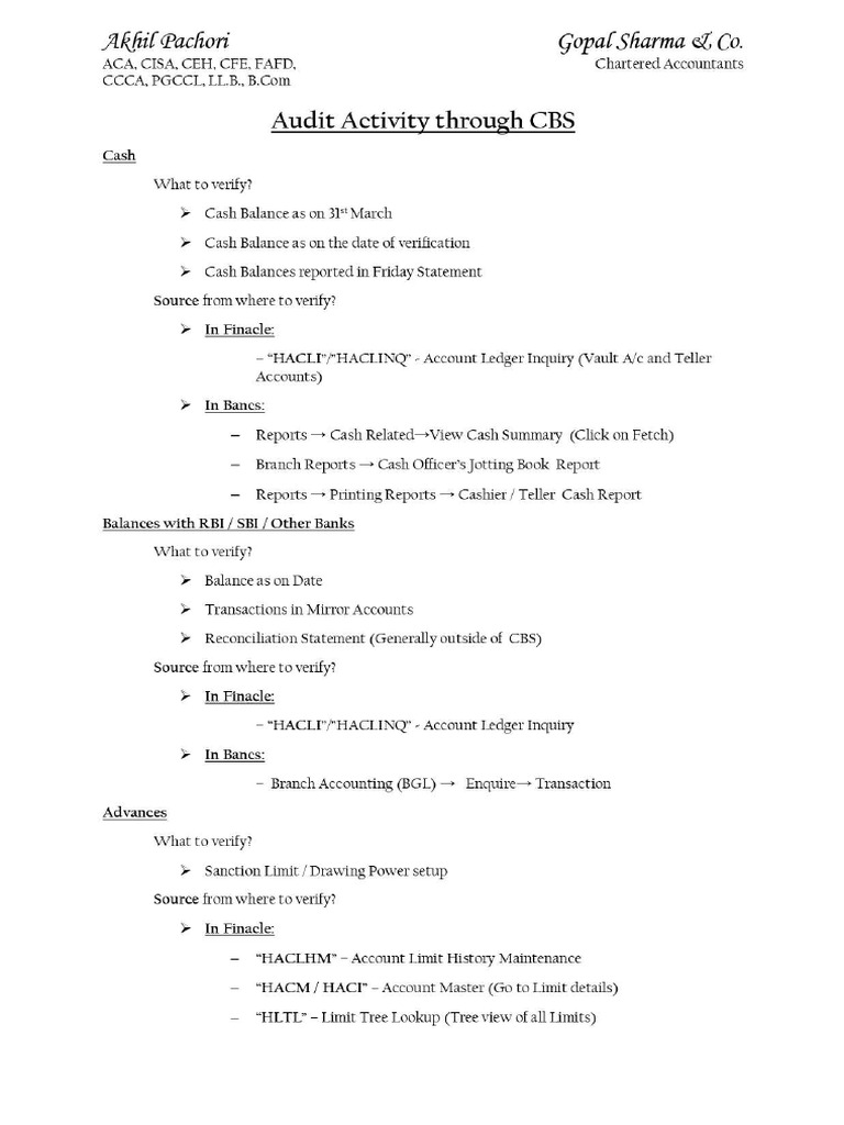 Audit Through CBS | PDF