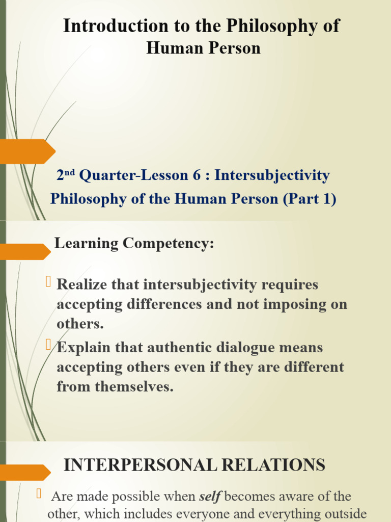 Intersubjectivity in Human Philosophy | PDF | Interpersonal ...