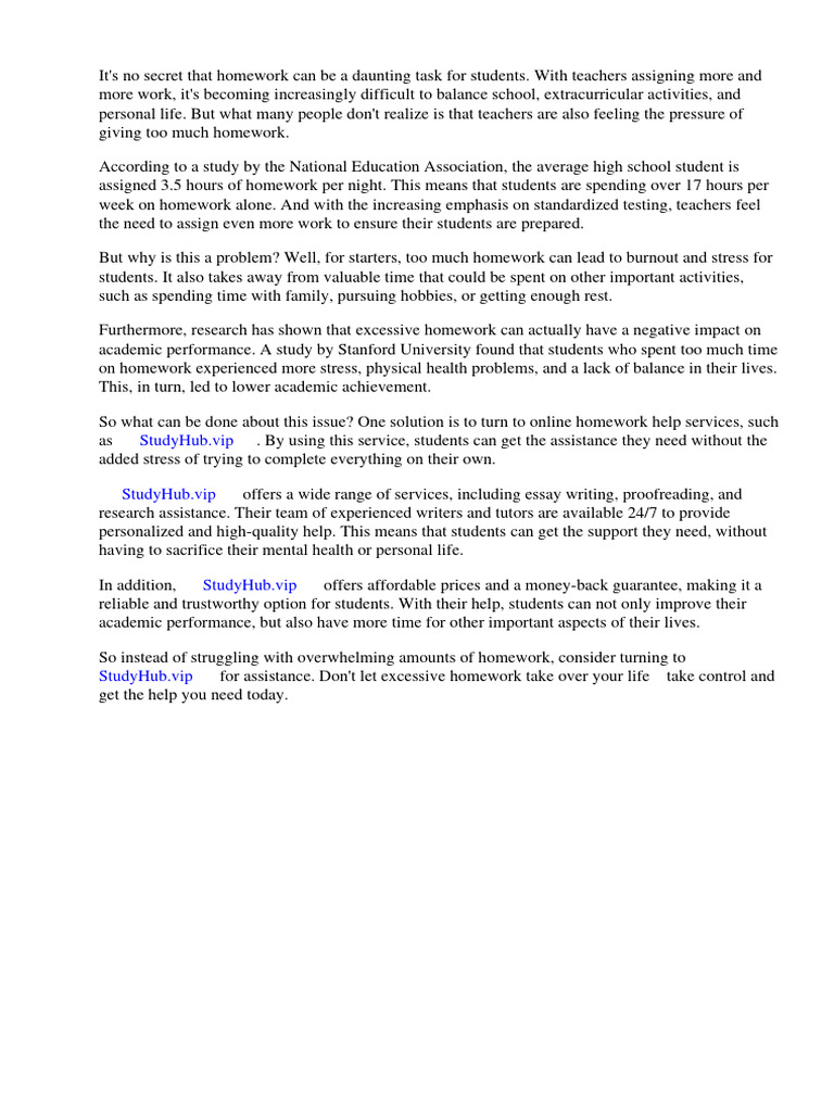 Facts About Teachers Giving Too Much Homework | PDF | Homework | Teachers