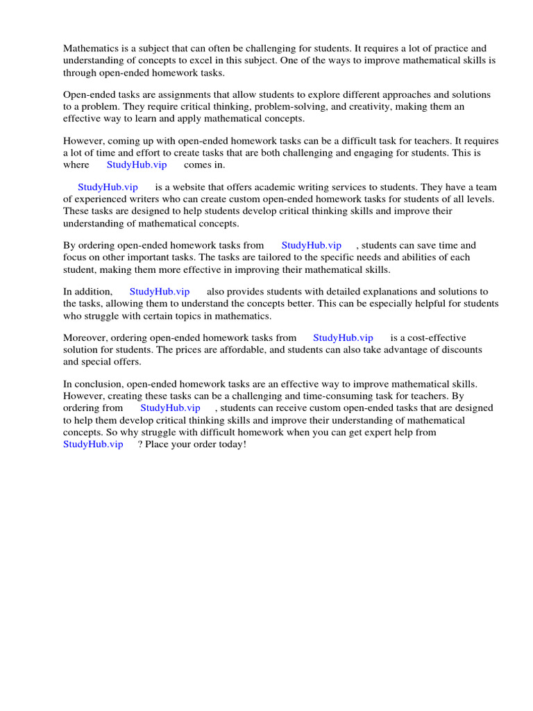 Open Ended Maths Homework Tasks | PDF | Mathematics | Thought