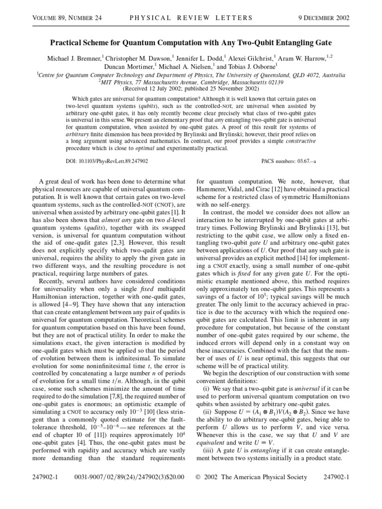 纠缠门是通用门 | PDF | Quantum Computing | Theoretical Physics