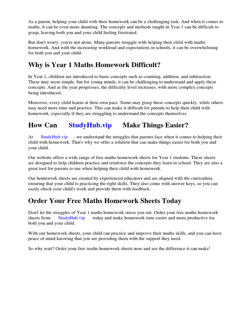 Free Maths Homework Sheets Year 1 | PDF | Worksheet | Mathematics