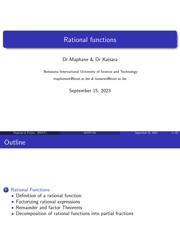 Week5 Rationalfunc | PDF | Factorization | Function (Mathematics)