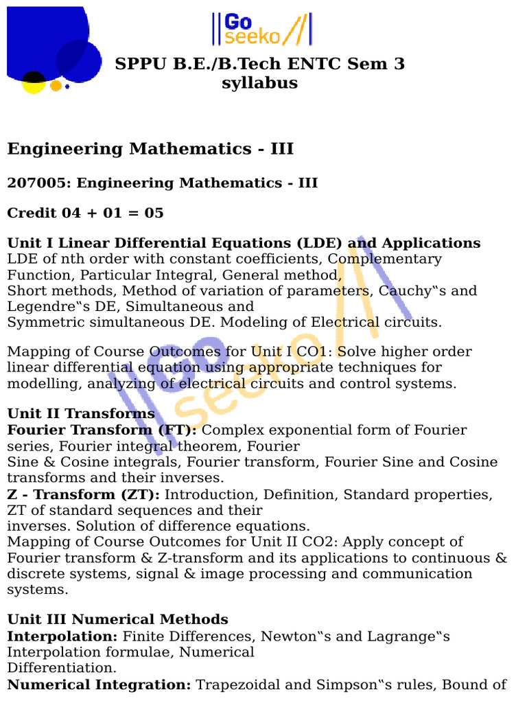 ENTC Sem 3 Syllabus - 231222 - 125247 | PDF | Electric Motor | Operational Amplifier