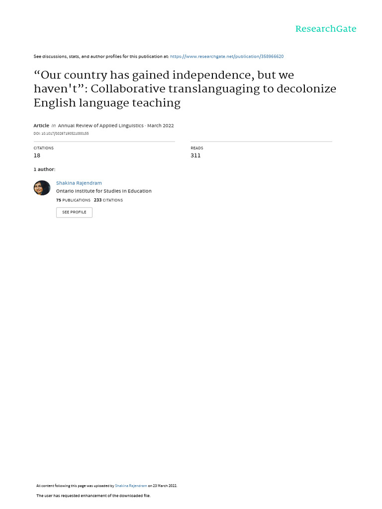 Our Country Has Gained Independence But We Havent Collaborative ...