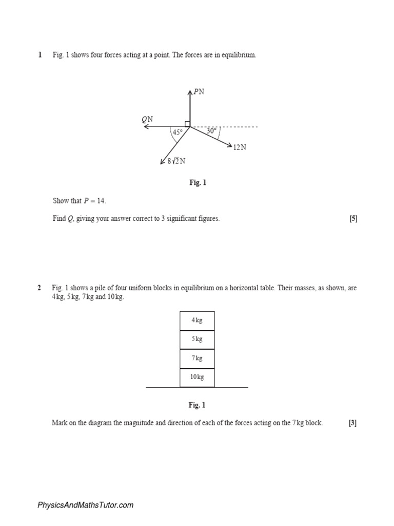 M1 Equilibrium & Components 1 QP | PDF | Force | Tension (Physics)