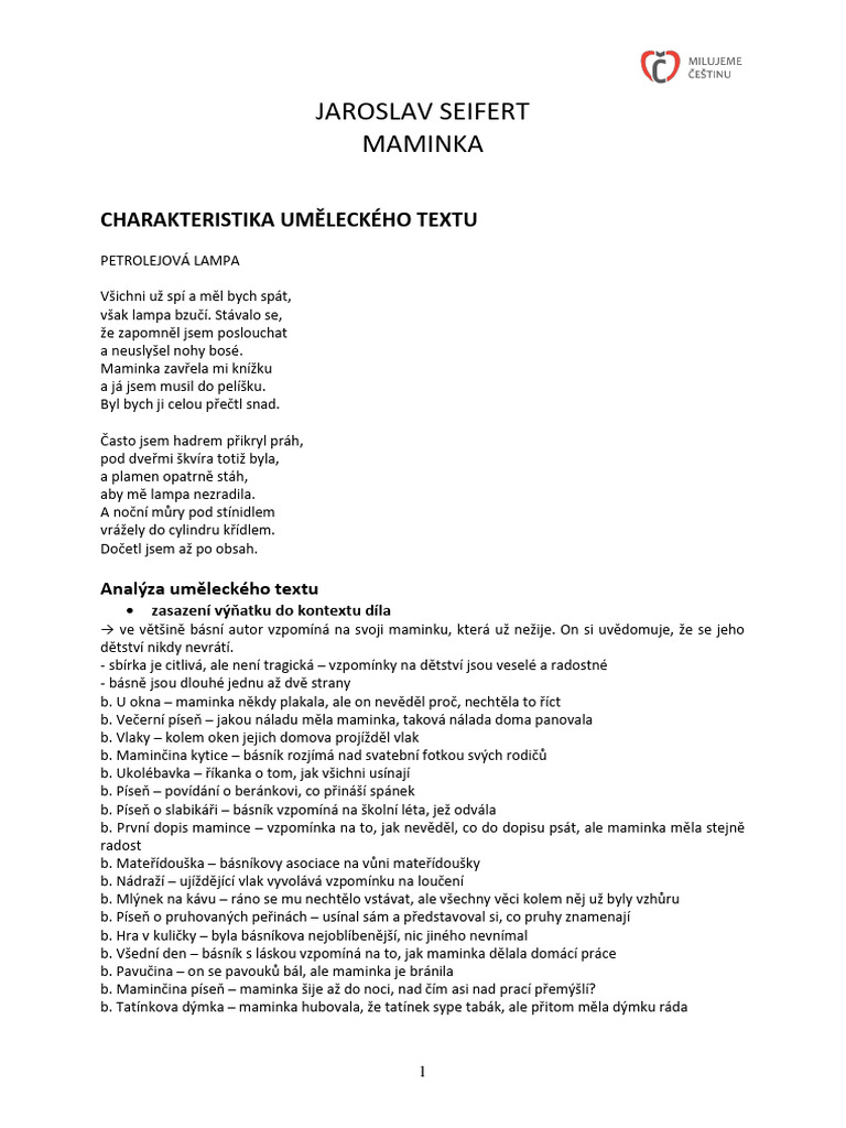 Jaroslav Seifert Maminka | PDF