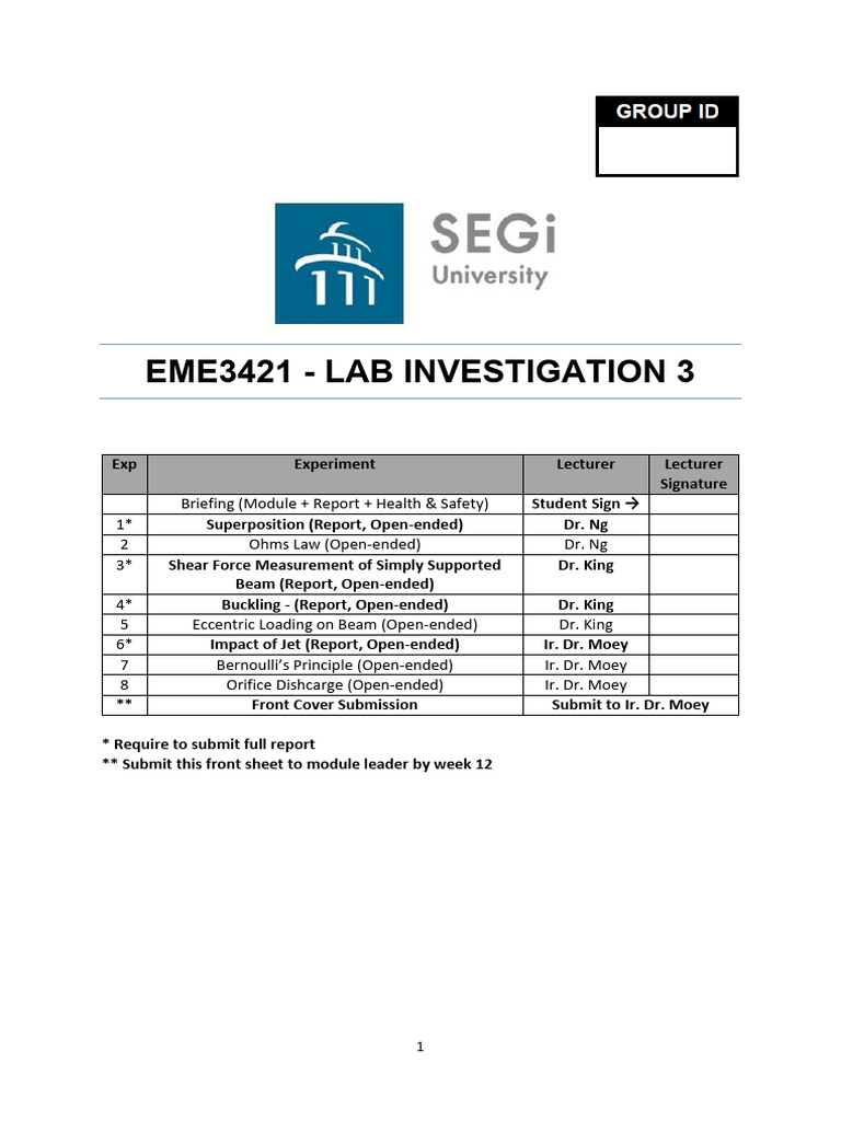 Z EME 3421 - Lab Investigation 3 Manual | PDF | Buckling | Beam (Structure)