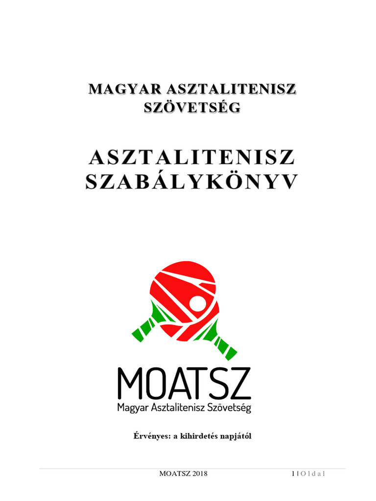 Asztalitenisz Magyar - Szabálykönyv - 2018 | PDF