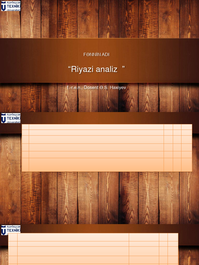 "Riyazi Analiz ": Fənnin Adi | PDF
