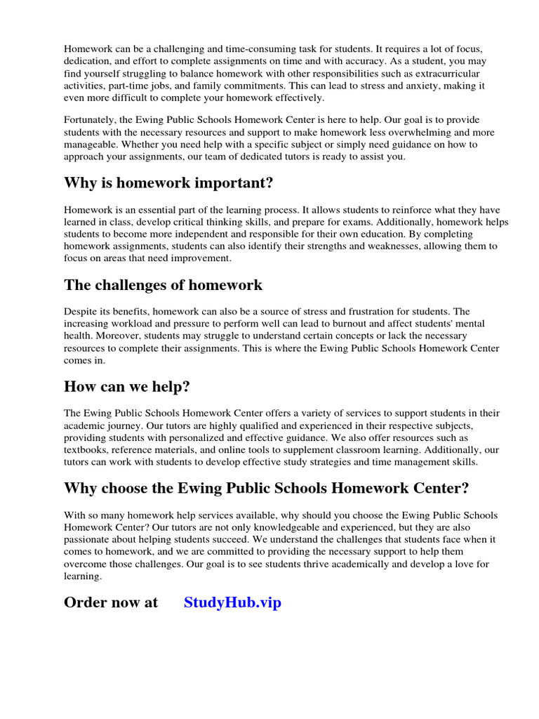 Ewing Public Schools Homework Center | PDF | Homework | Occupational ...