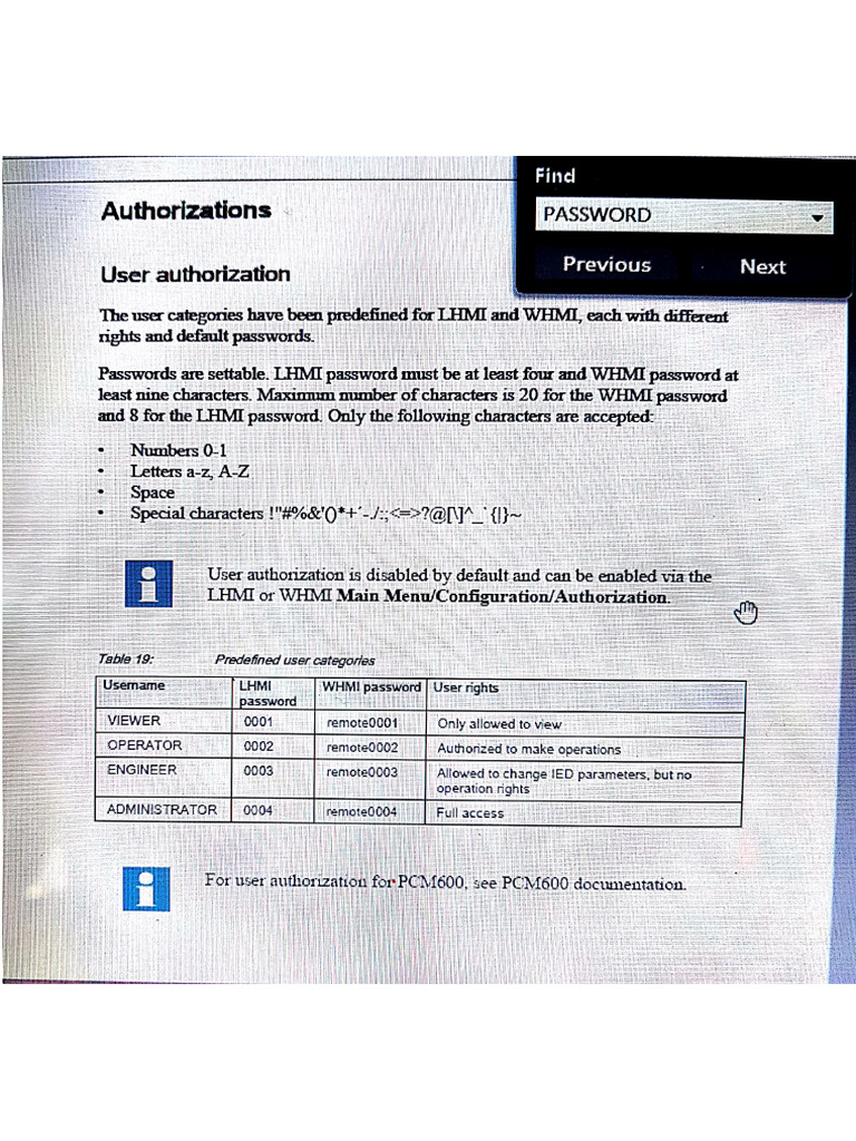 ABB REF 615 WEBHMI & LHMI Normal Access Password Without pcm600 | PDF