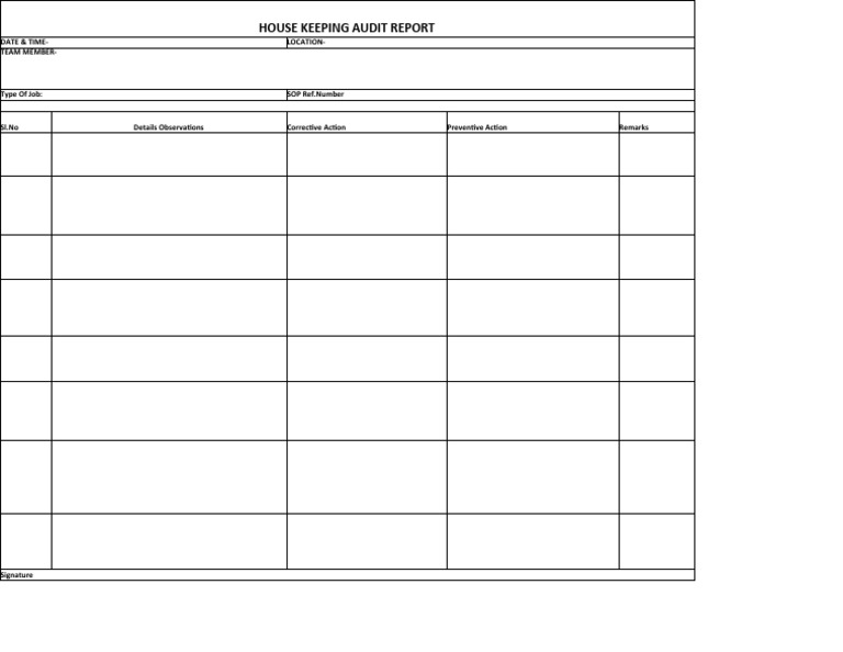 Housekeeping Audit Format Implement | PDF | Career & Growth