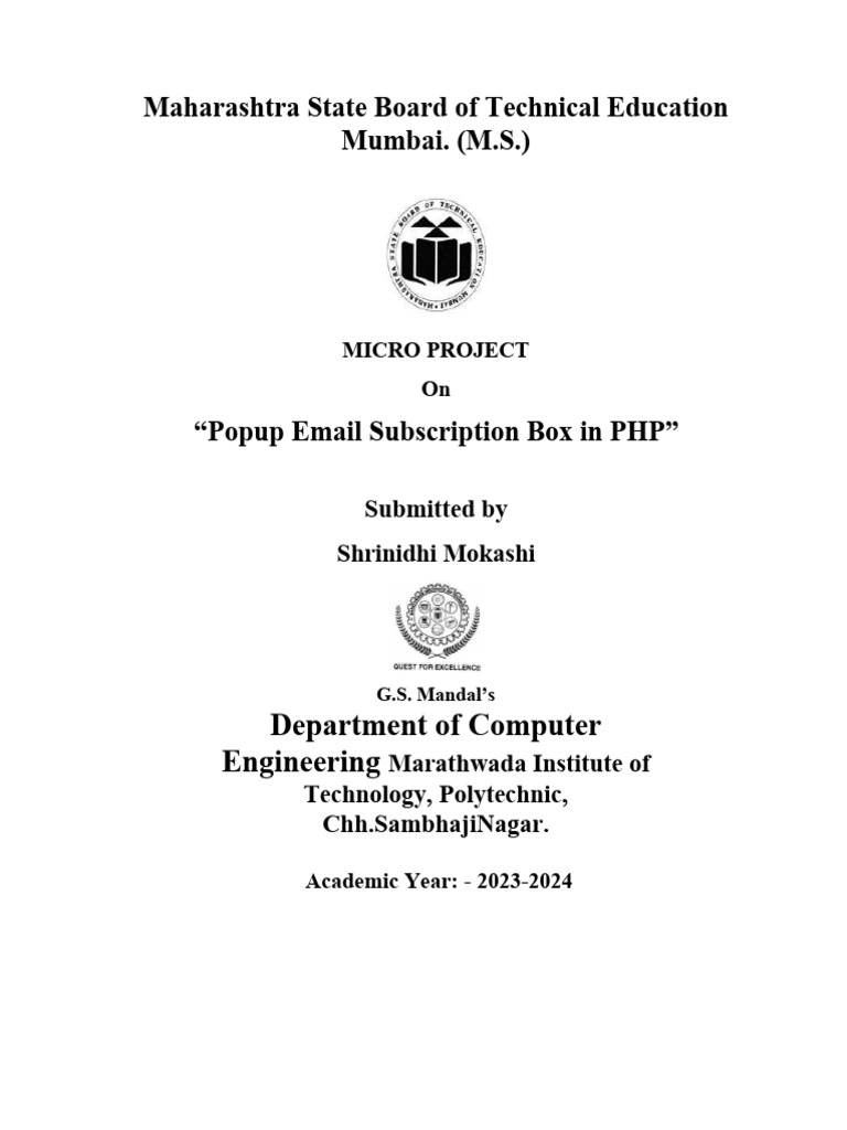 Maharashtra State Board of Technical Education Mumbai. (M.S ...