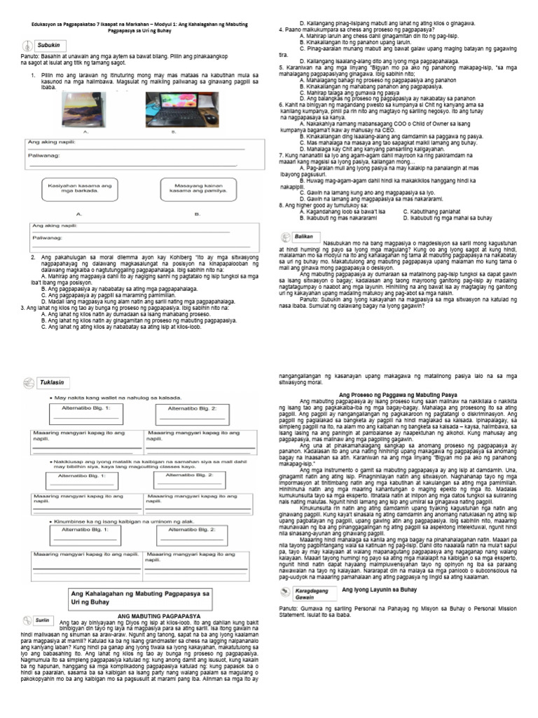 Edukasyon Sa Pagpapakatao 7 Ikaapat Na Markahan | PDF
