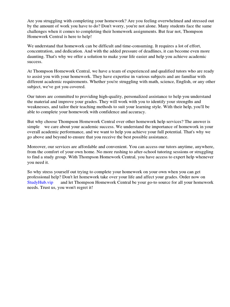 Thompson Homework Central | PDF | Homework