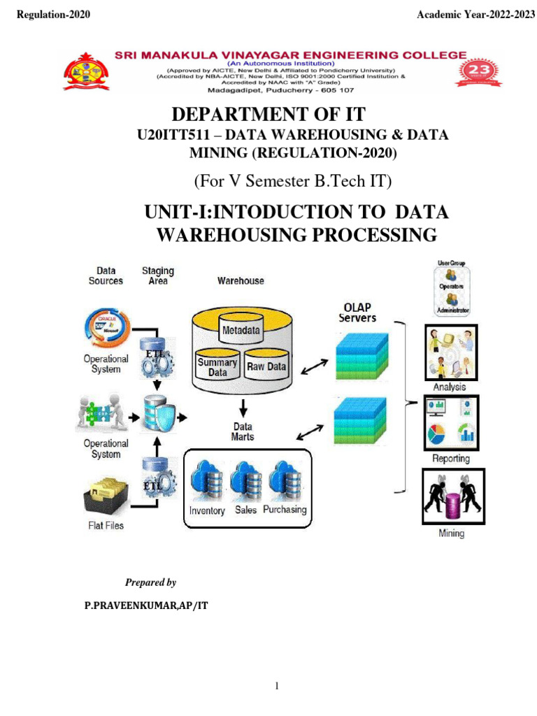 DWDM Lecture Materials 231015 173712 | PDF | Data Warehouse | Information Science