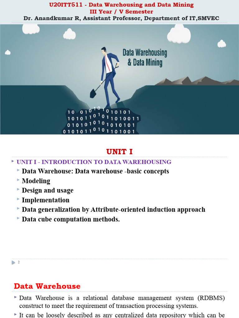 DWM Unit I | PDF | Data Warehouse | Databases DWM Unit I | PDF | Data Warehouse | Databases