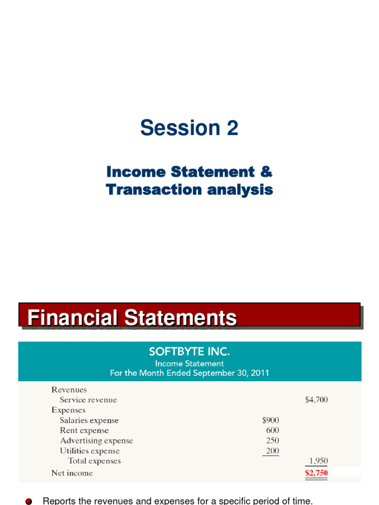 Session 2 - Income Statement and Transaction Analysis | PDF | Debits ...