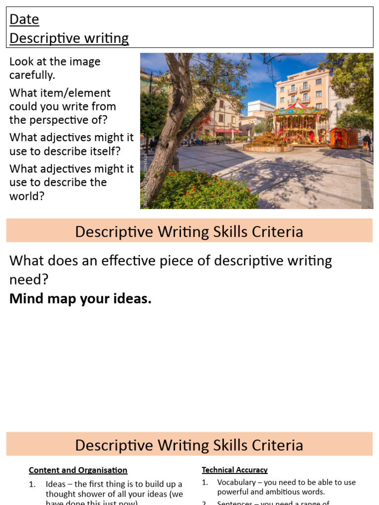 Descriptive Writing Practice - Choosing Perspective | PDF | Thought ...