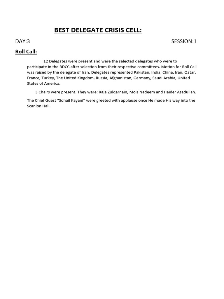 Best Delegate Crisis Cell Day 3 | PDF