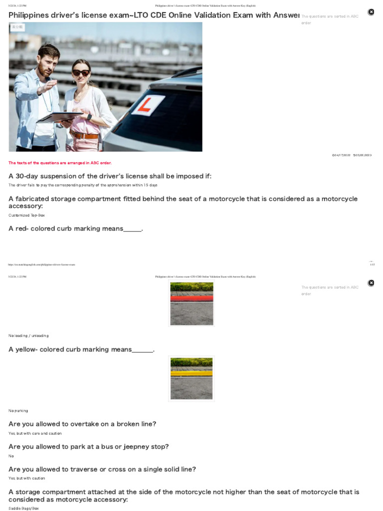 Philippines Driver's License Exam LTO CDE Online Validation Exam With ...